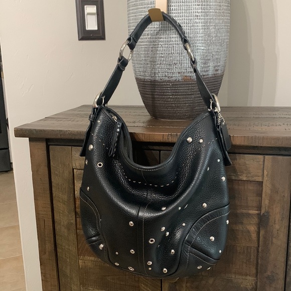 Coach | Bags | Coach Leather Studded Hobo Handbag | Poshmark